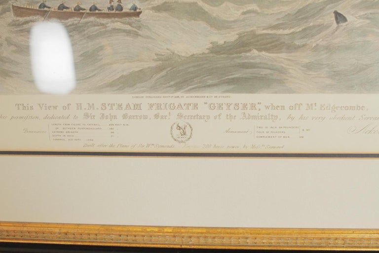 Maritime Hand Colored Engraving 'This View of H. M. Steam Frigate ...