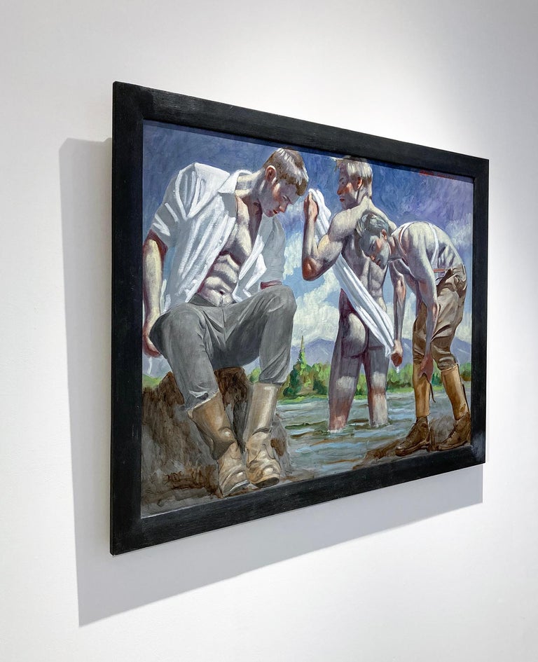 Mark Beard - Skinny Dipping (Nude Figurative Painting of Bathers, Mark ...