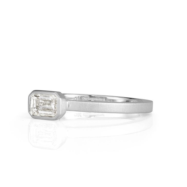 Mark Broumand 0 45 Carat Emerald Cut Bezel Set Diamond Ring In White
