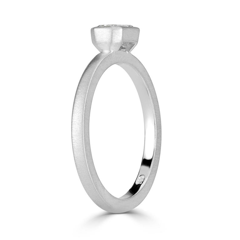 Mark Broumand 0 45 Carat Emerald Cut Bezel Set Diamond Ring In White