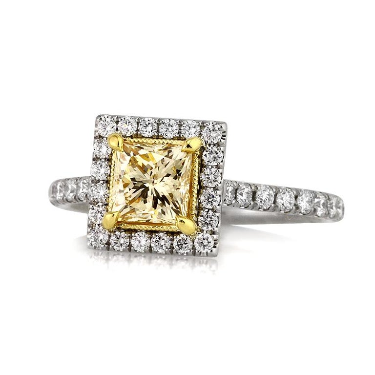 Mark Broumand 1.67 Carat Fancy Light Brown Yellow Princess Cut Diamond ...