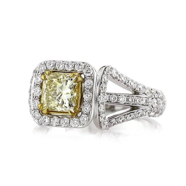 Mark Broumand 2.12 Carat Fancy Light Yellow Princess Cut Diamond ...