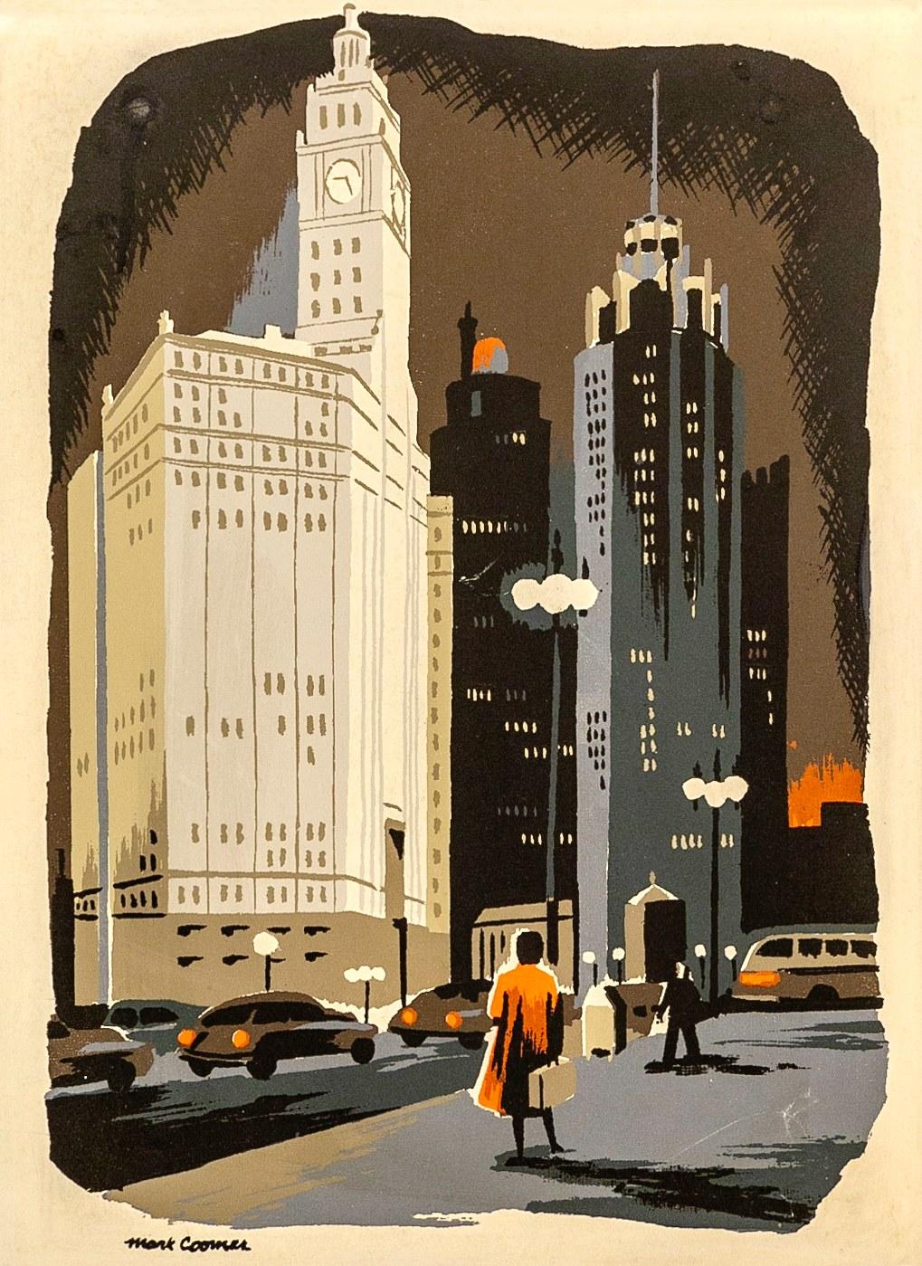 Mark Coomer - A Fabulous 1950s Serigraph of Chicago's Wrigley Building ...