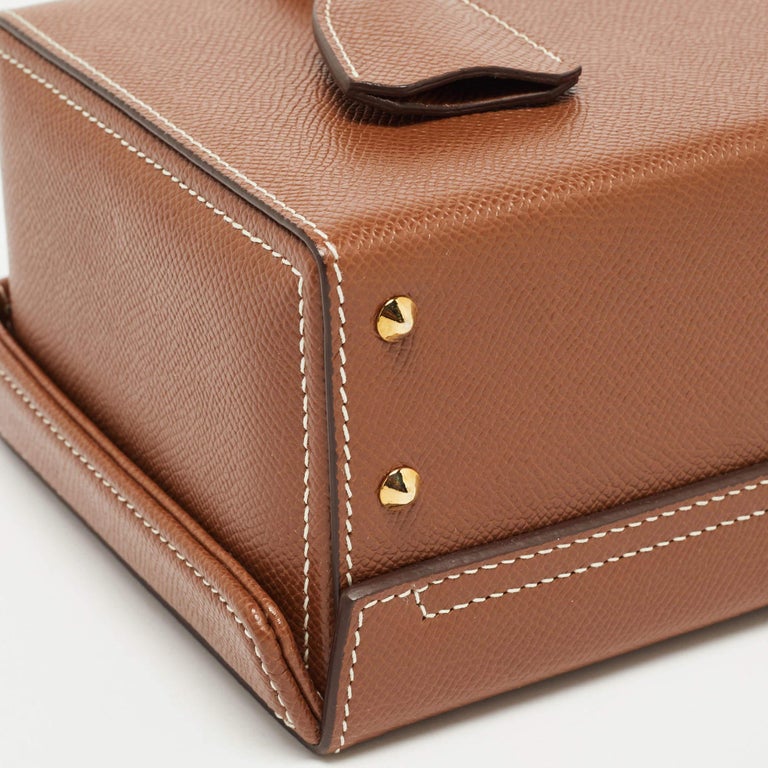 Mark Cross Brown Leather Grace Box Bag For Sale at 1stDibs