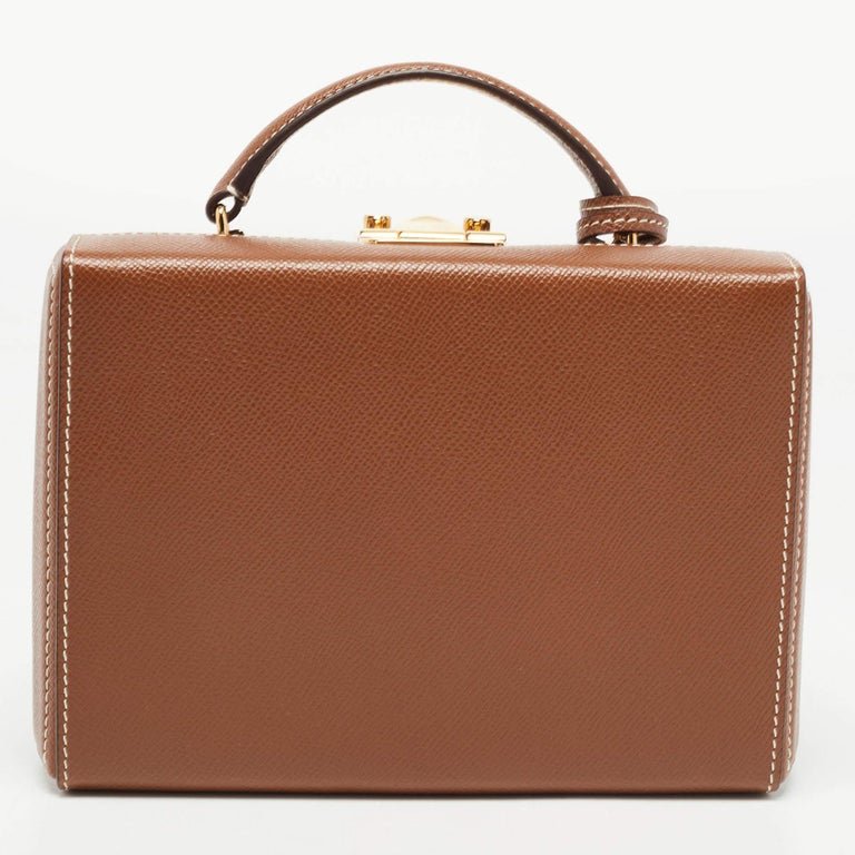 Mark Cross Brown Leather Grace Box Bag For Sale at 1stDibs