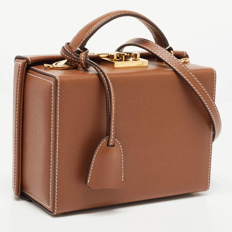 Mark Cross Brown Leather Grace Box Bag For Sale at 1stDibs