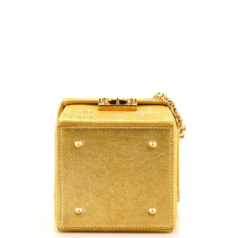 Mark Cross Grace Cube Box Bag Crystal Embellished Metallic Leather For ...