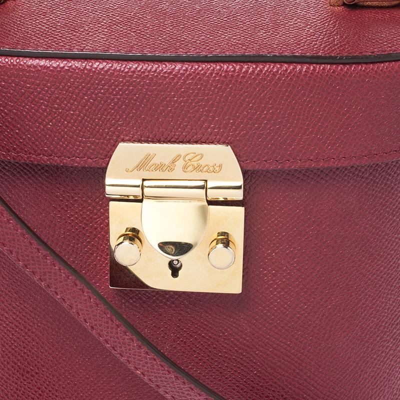 Mark Cross Red Leather Benchley Top Handle Bag at 1stDibs