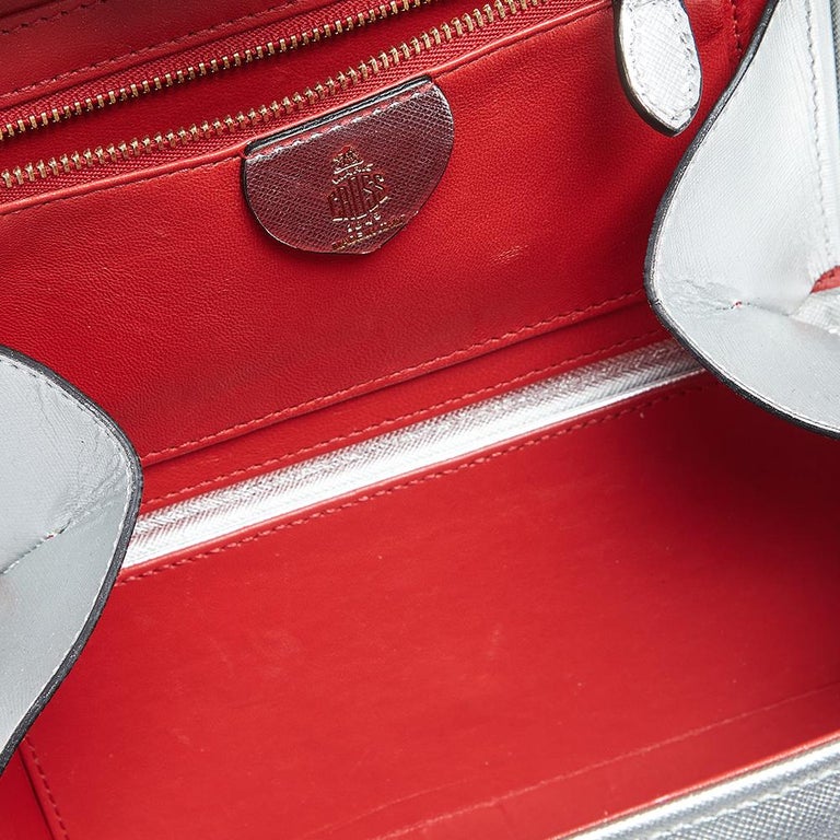 Mark Cross Silver Leather Small Grace Box Bag at 1stDibs
