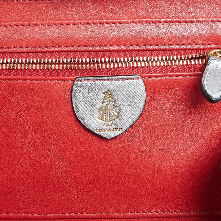 Mark Cross Silver Leather Small Grace Box Bag at 1stDibs