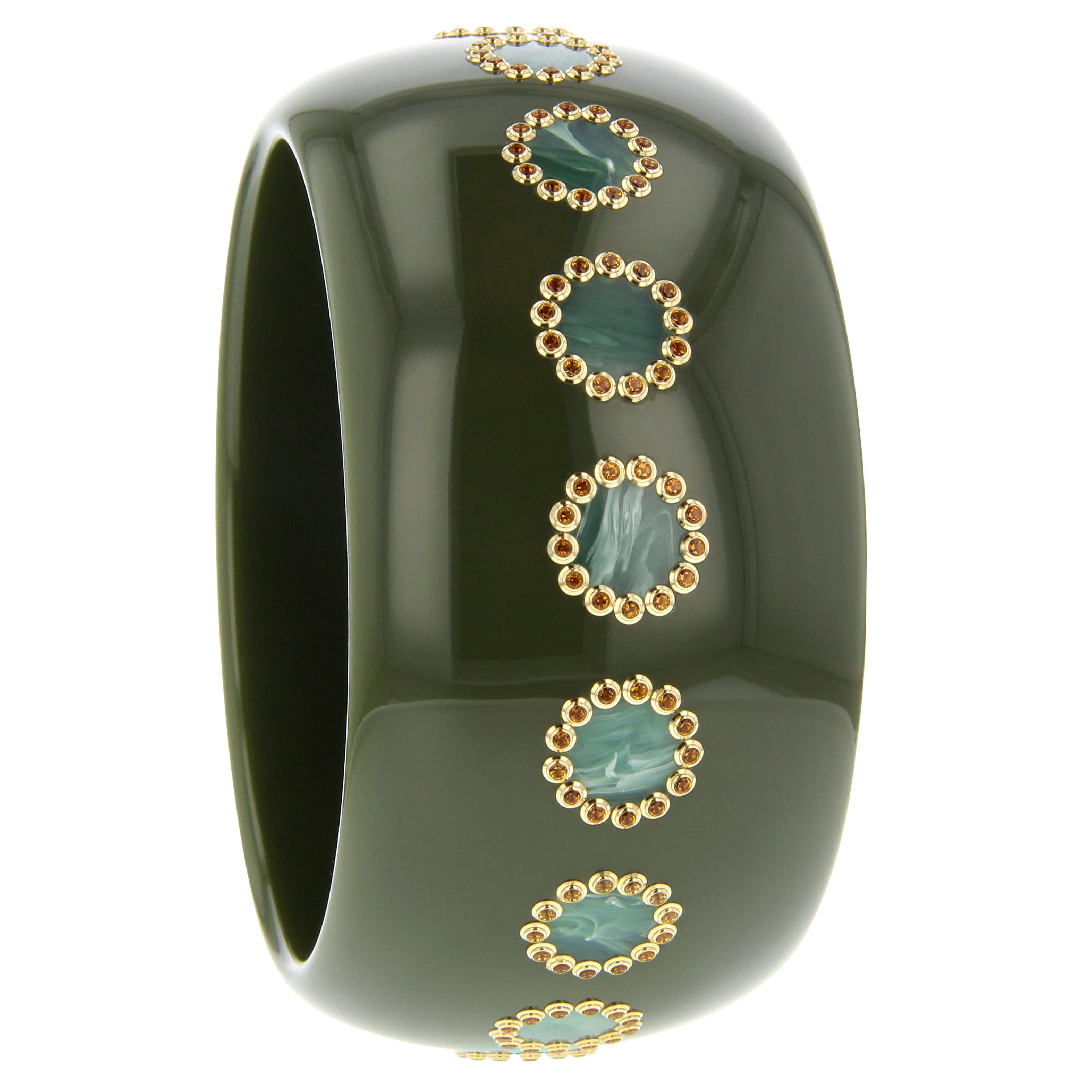 Mark Davis Bakelite Bangle with Inlay and Citrine For Sale at 1stDibs