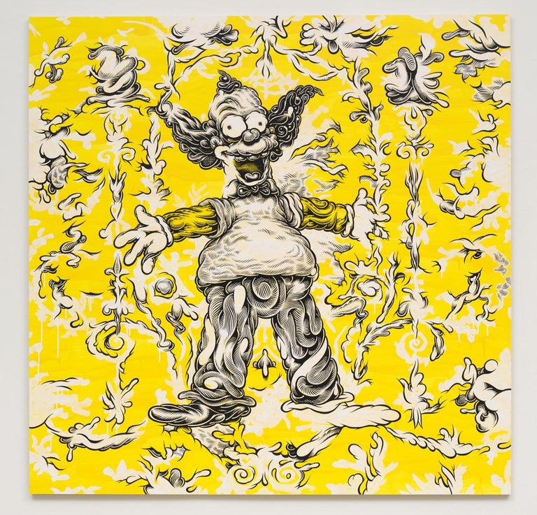 Mark Dean Veca - "Krusty" Yellow, White and Black Abstract Contemporary ...