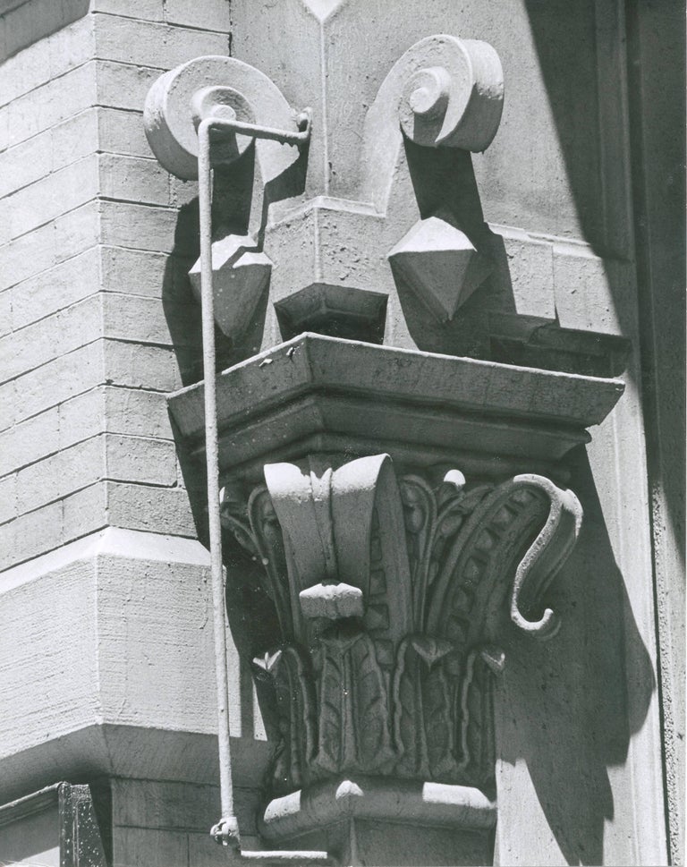 Mark Feldstein - untitled, black and white photograph of a capital on a ...