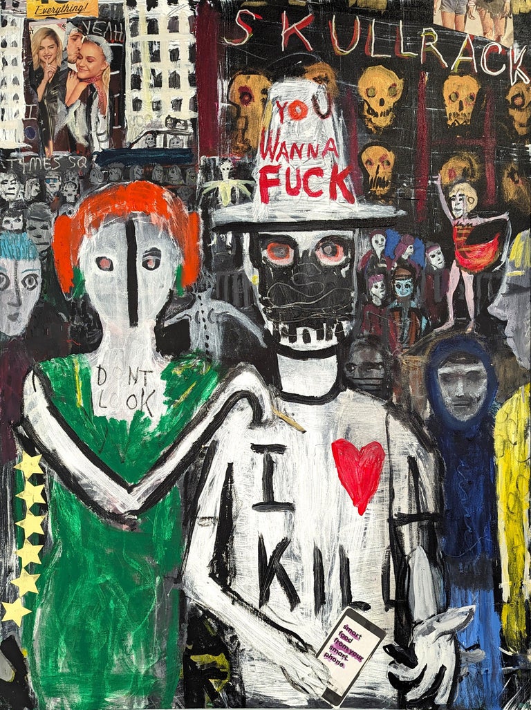 Mark Flood - "Time Square" Green, Red, Black and White Contemporary ...