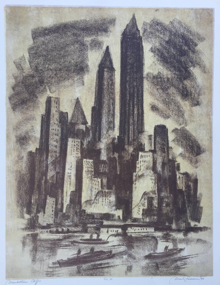 Mark Freeman - MANHATTAN CLIFFS (Grande lithographie) En vente sur 1stDibs