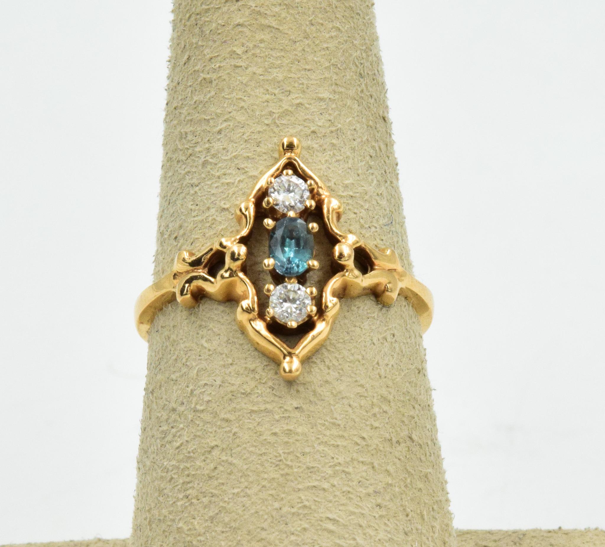 Mark Henry Alexandrite and Diamond 3-Stone Ring in 18 Karat Rose Gold ...