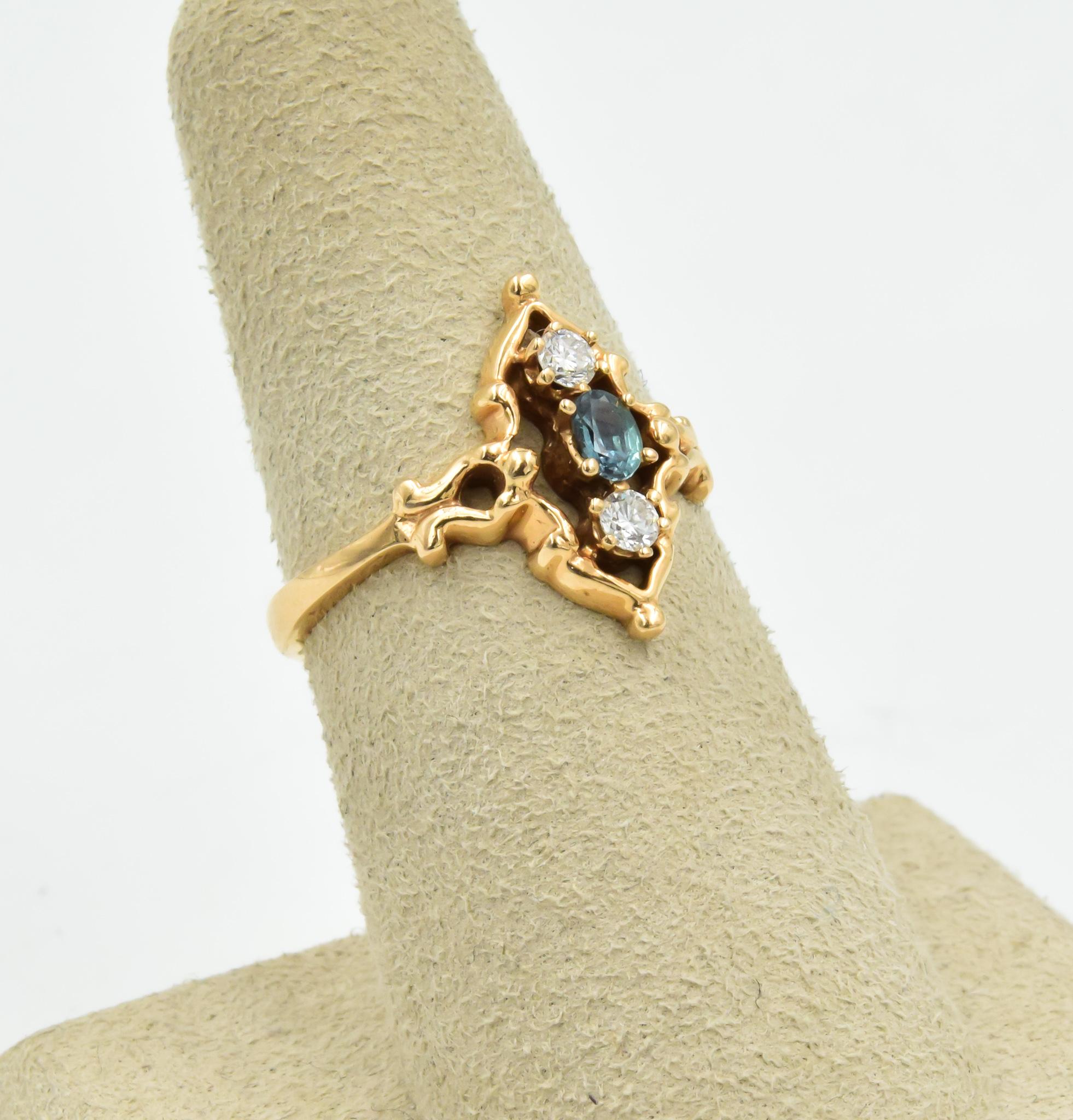 Mark Henry Alexandrite and Diamond 3-Stone Ring in 18 Karat Rose Gold ...