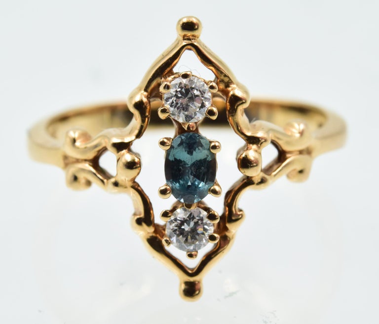 Mark Henry Alexandrite and Diamond 3-Stone Ring in 18 Karat Rose Gold ...