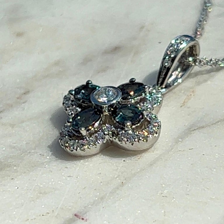 Mark Henry Alexandrite and Diamond Pendant Necklace in 18k White Gold ...