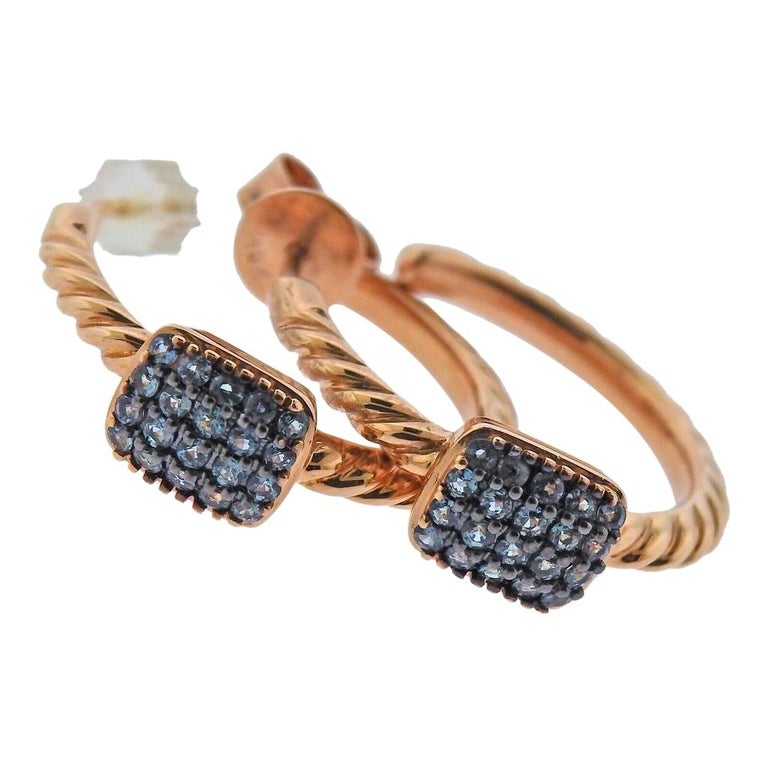 Mark Henry Alexandrite Rose Gold Hoop Earrings at 1stDibs