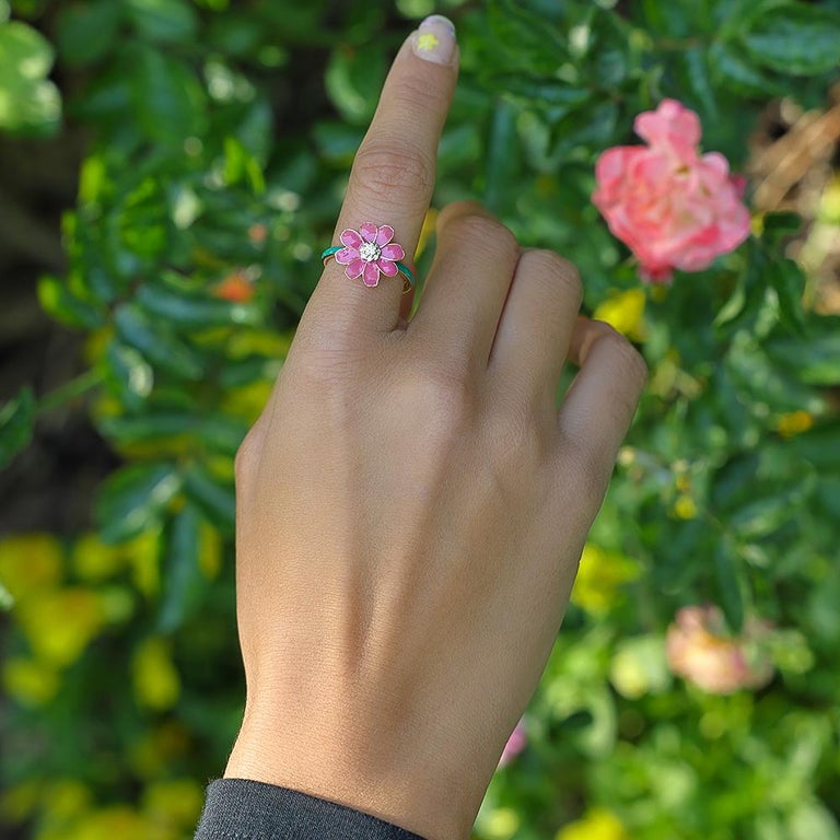 Customizable Enameled Diamond 'Cosmo,' Ring, 18k For Sale at 1stDibs