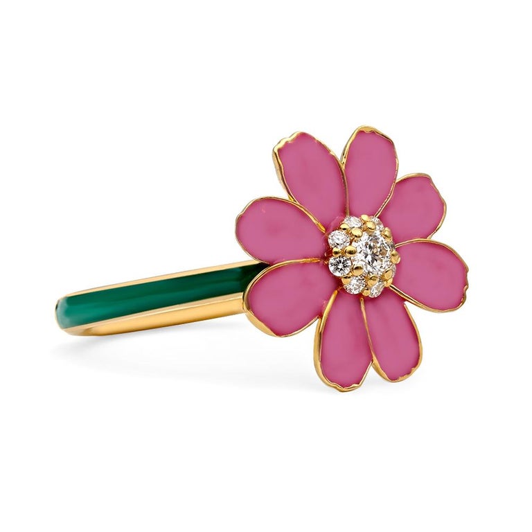 Customizable Enameled Diamond 'Cosmo,' Ring, 18k For Sale at 1stDibs