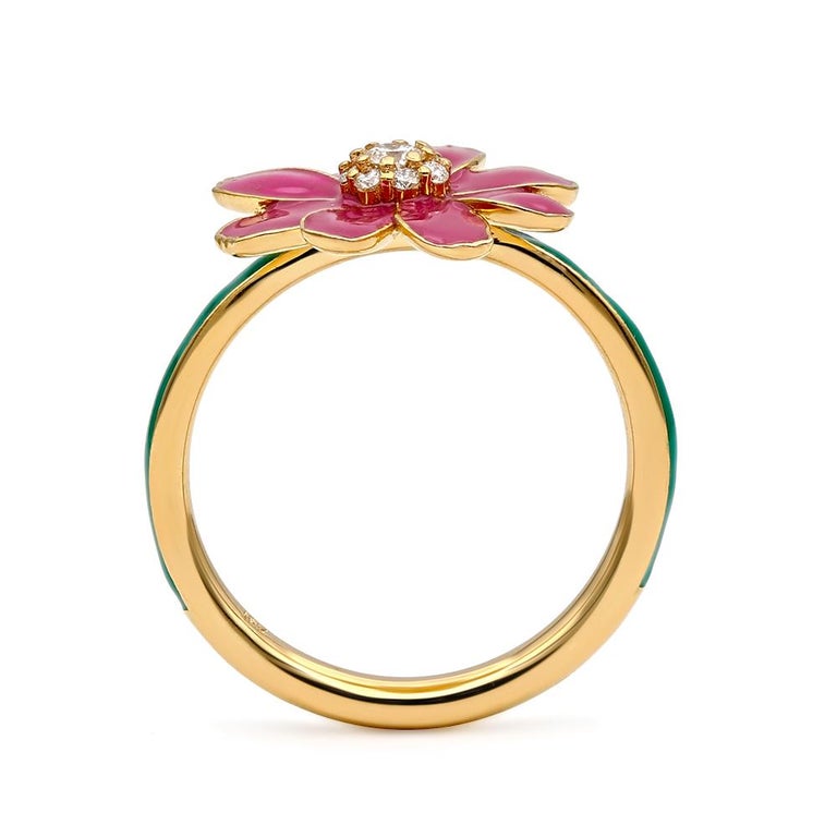 Customizable Enameled Diamond 'Cosmo,' Ring, 18k For Sale at 1stDibs