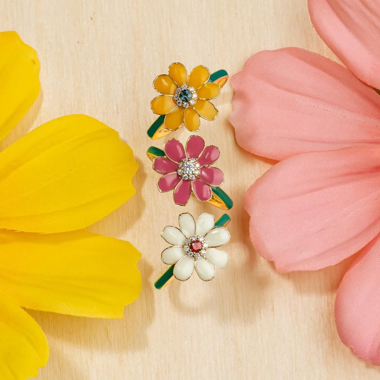 Customizable Enameled Diamond 'Cosmo,' Ring, 18k For Sale at 1stDibs