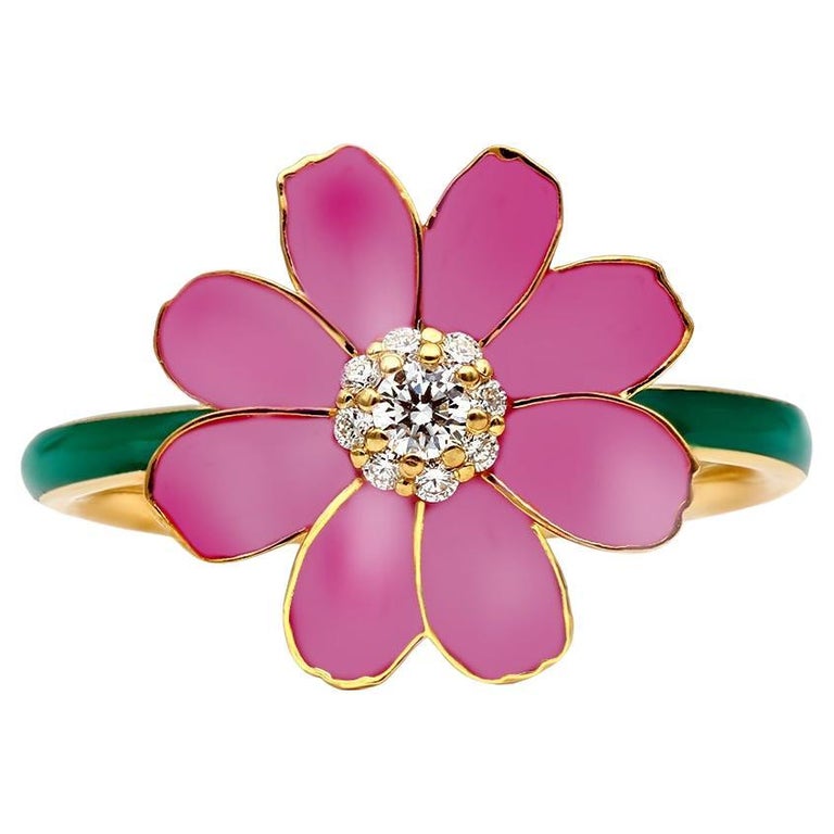 Customizable Enameled Diamond 'Cosmo,' Ring, 18k For Sale at 1stDibs
