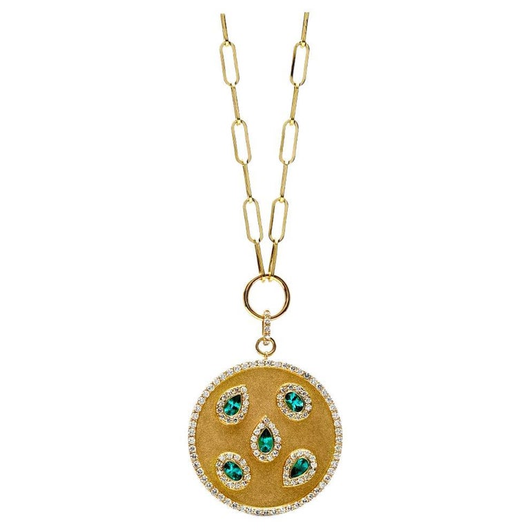 Mark Henry Gold Coin Brazilian Paraiba Necklace For Sale at 1stDibs