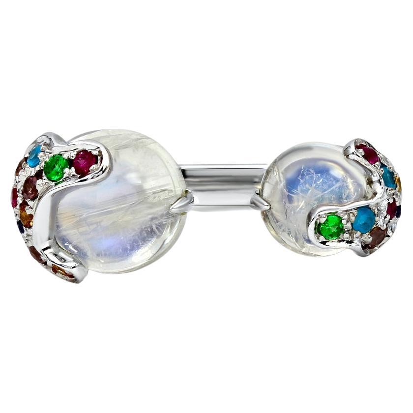 French Hallmark Multi Gemstone Sapphire Ball Rings 18 Karat Tri Color ...