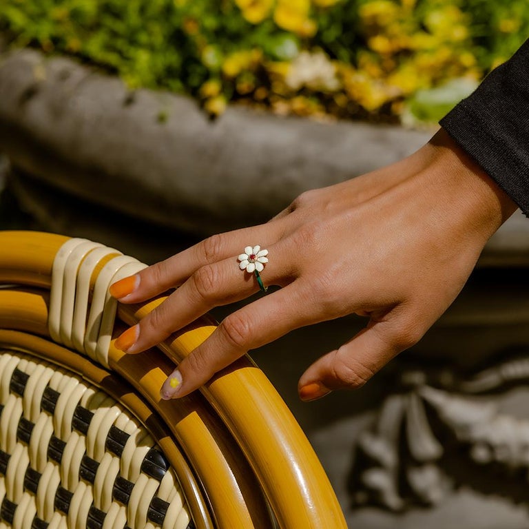 Customizable Mark Henry Ruby and Diamond Enameled 'Cosmo' Cocktail Ring, 18k For Sale at 1stDibs