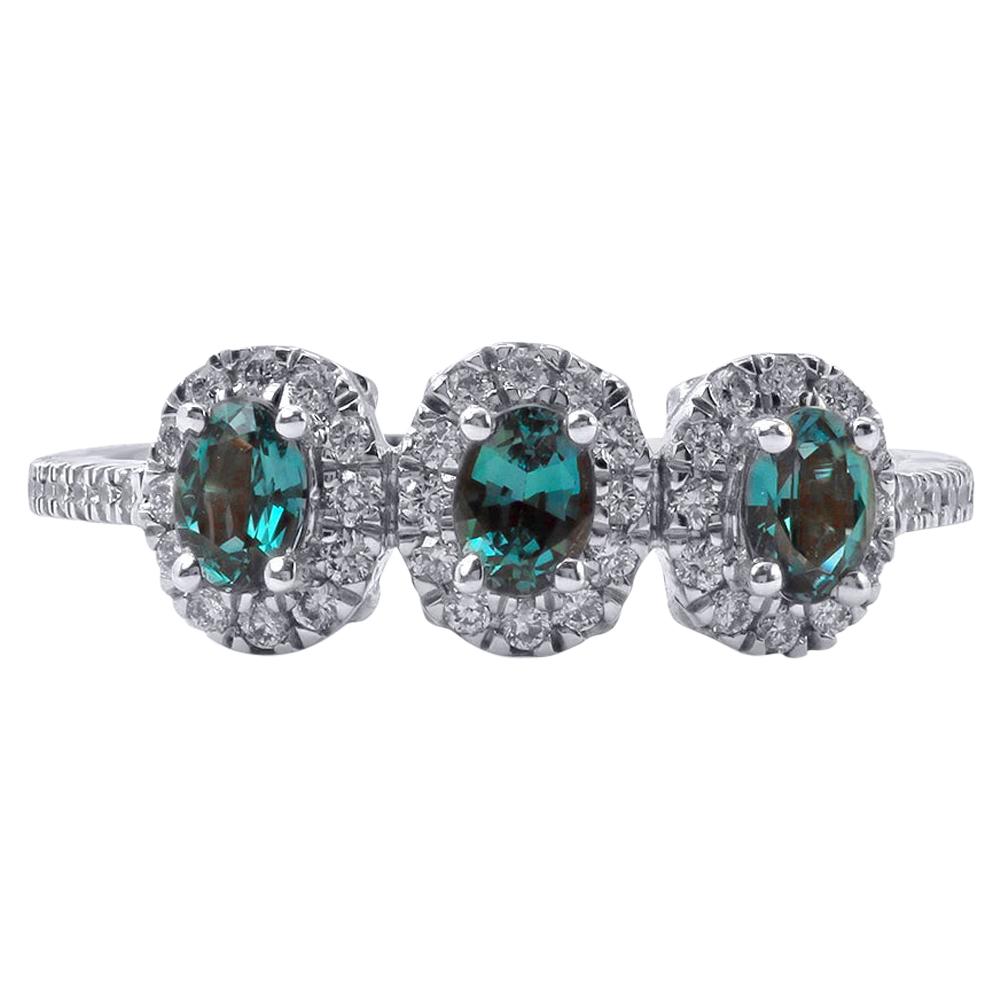 3 Carat Natural Brazilian Alexandrite and Diamond Three-Stone Platinum ...