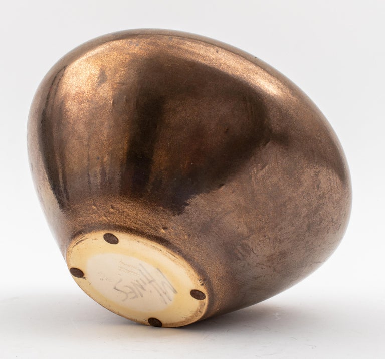 Mark Hines Contemporary Raku Art Pottery Bronze Glaze Vase For Sale at ...