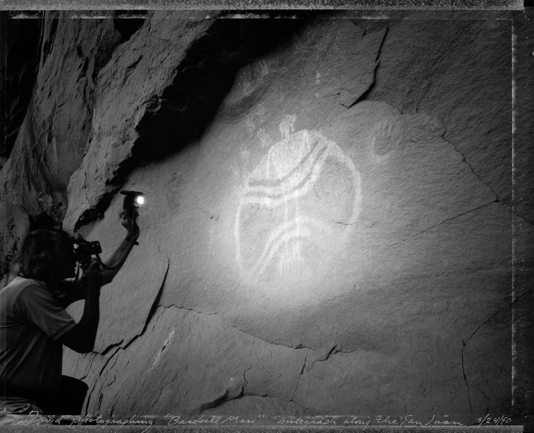 Mark Klett - David photographing "Baseball Man" pictograph along the ...