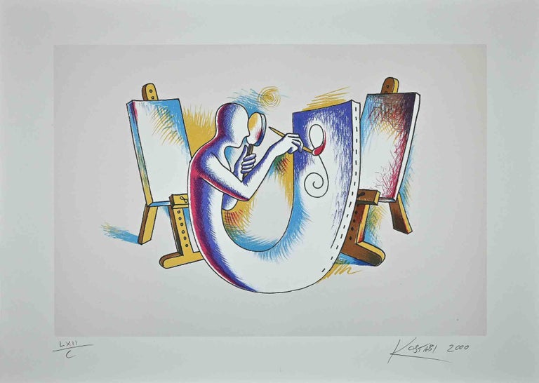 Mark Kostabi - The Painter's Atelier - Original Lithograph by M ...