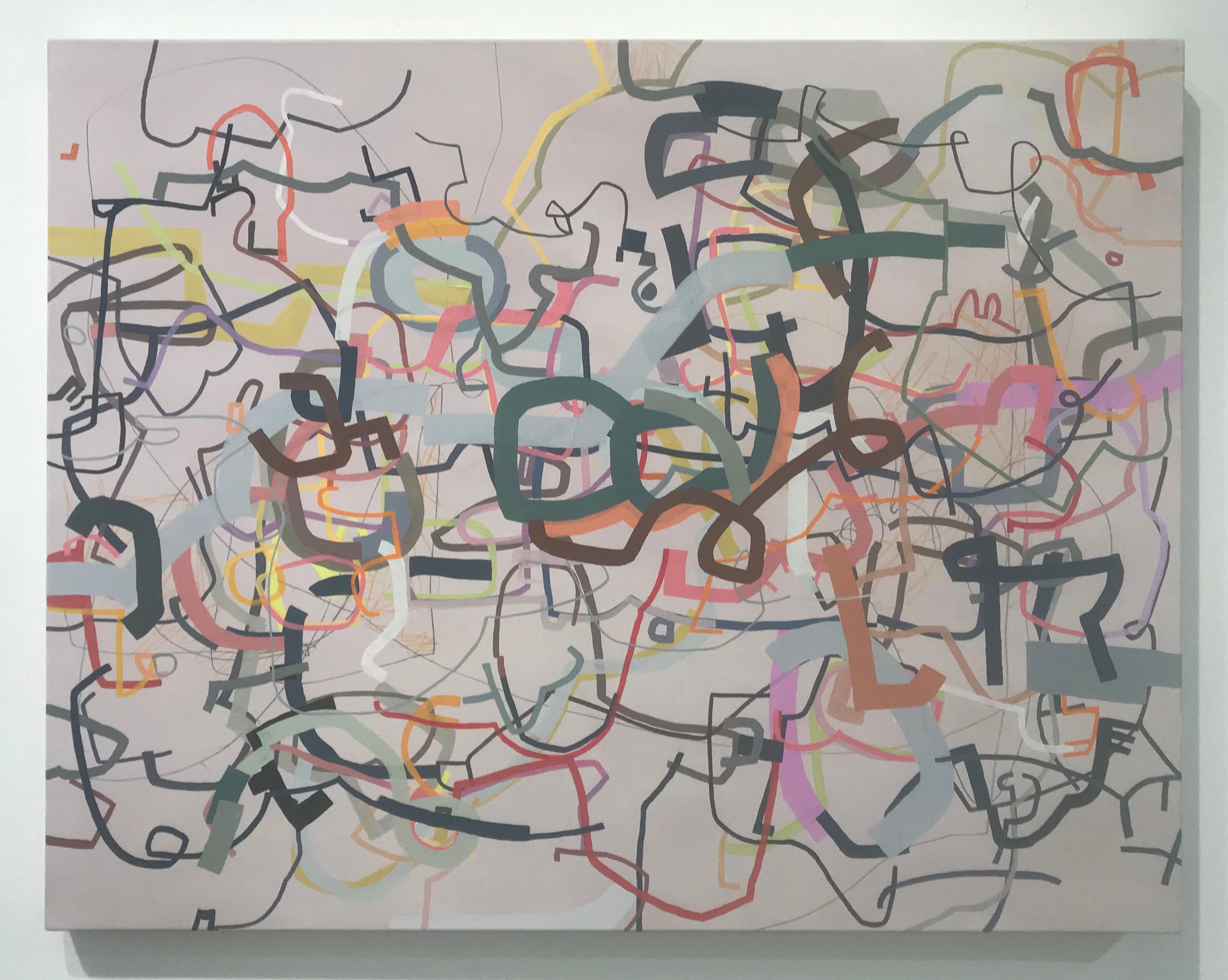 Mark Masyga - Fluency and Clank, Linear Abstract Oil Painting For Sale ...