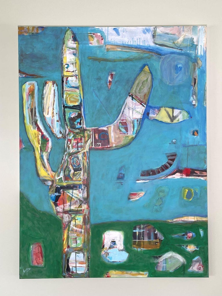 Mark Palmer - " Peruvian Torch Cactus" acrylic; green; blue; multi ...