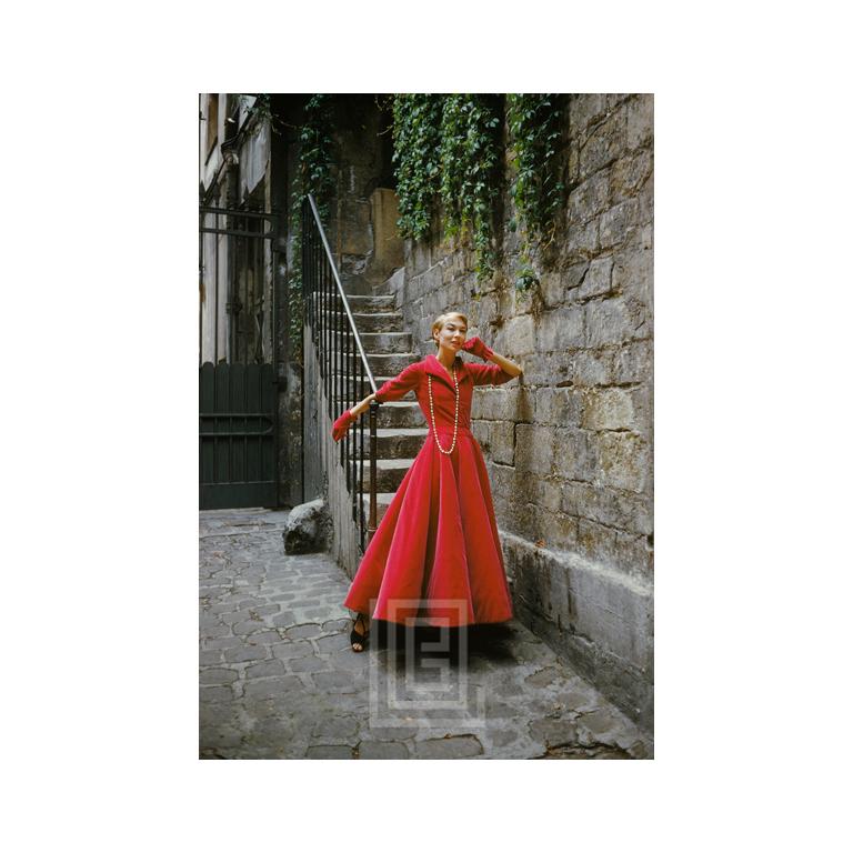 Mark Shaw - Chanel Red Velvet in Cour de Rohan, Close Up, 1955 For Sale ...
