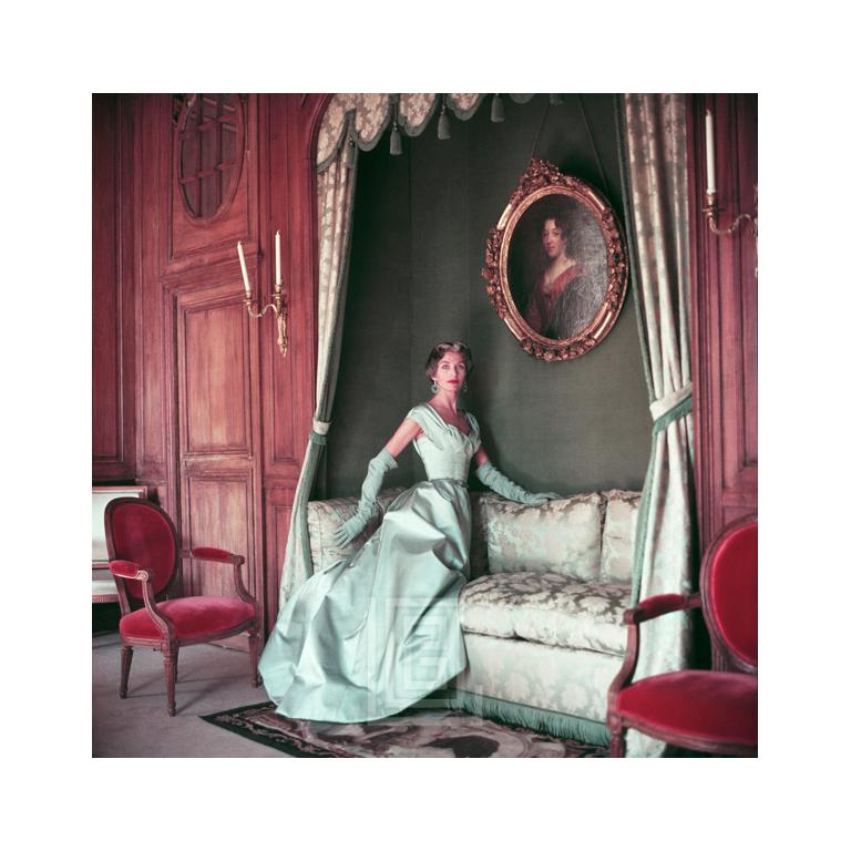 Mark Shaw - Jane Sprague in Blue Fath on Daybed, 1953 For Sale at 1stDibs