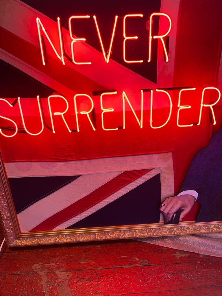 Mark Sloper - Never Surrender , World War Flag Neon Original For Sale at 1stDibs