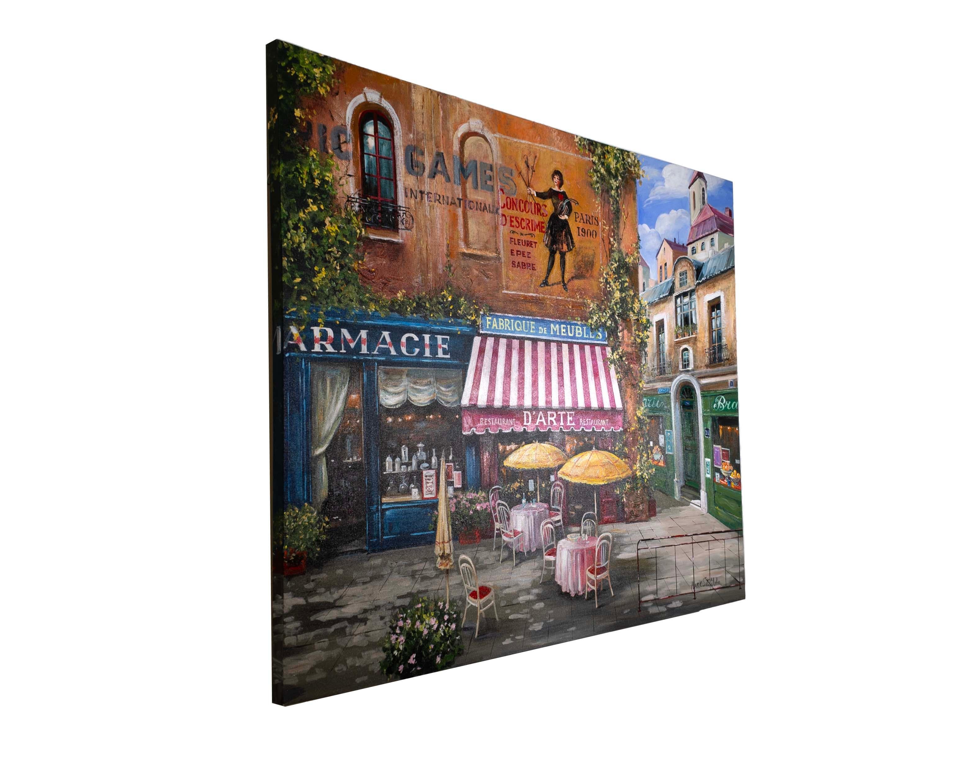 Mark St. John Signed Parisian Street Scene Oil Painting on Canvas 20th ...