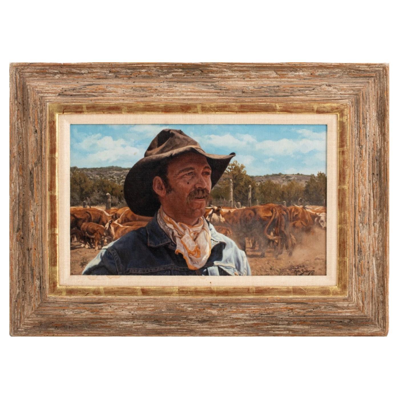 Mark Swanson "A Cattleman" Oil on Canvas For Sale at 1stDibs