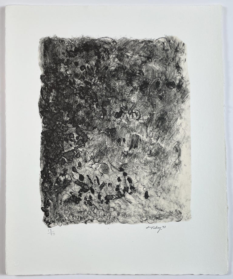Mark Tobey - Ritual Mark Tobey abstract black tan and white lithograph ...