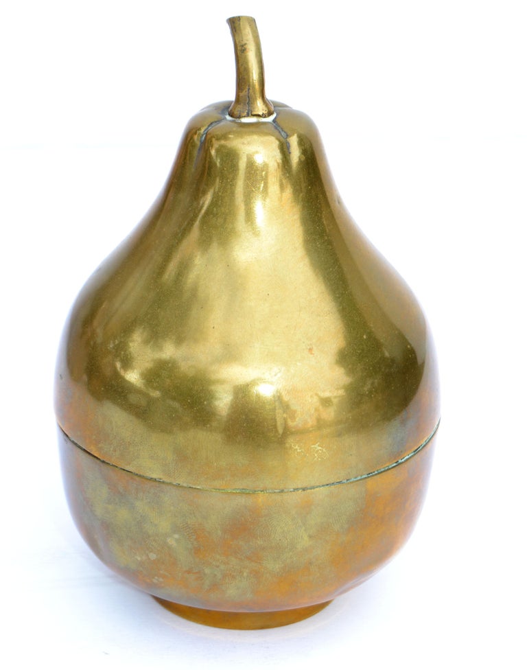 Marked Brass and Silver Plate Pear Ice Bucket, Ice Cube Box, Fruit ...