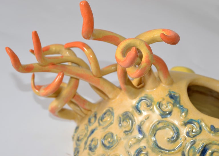 Marked Large Glazed Abstract Ceramic Face Sculpture Studio Piece Vase ...