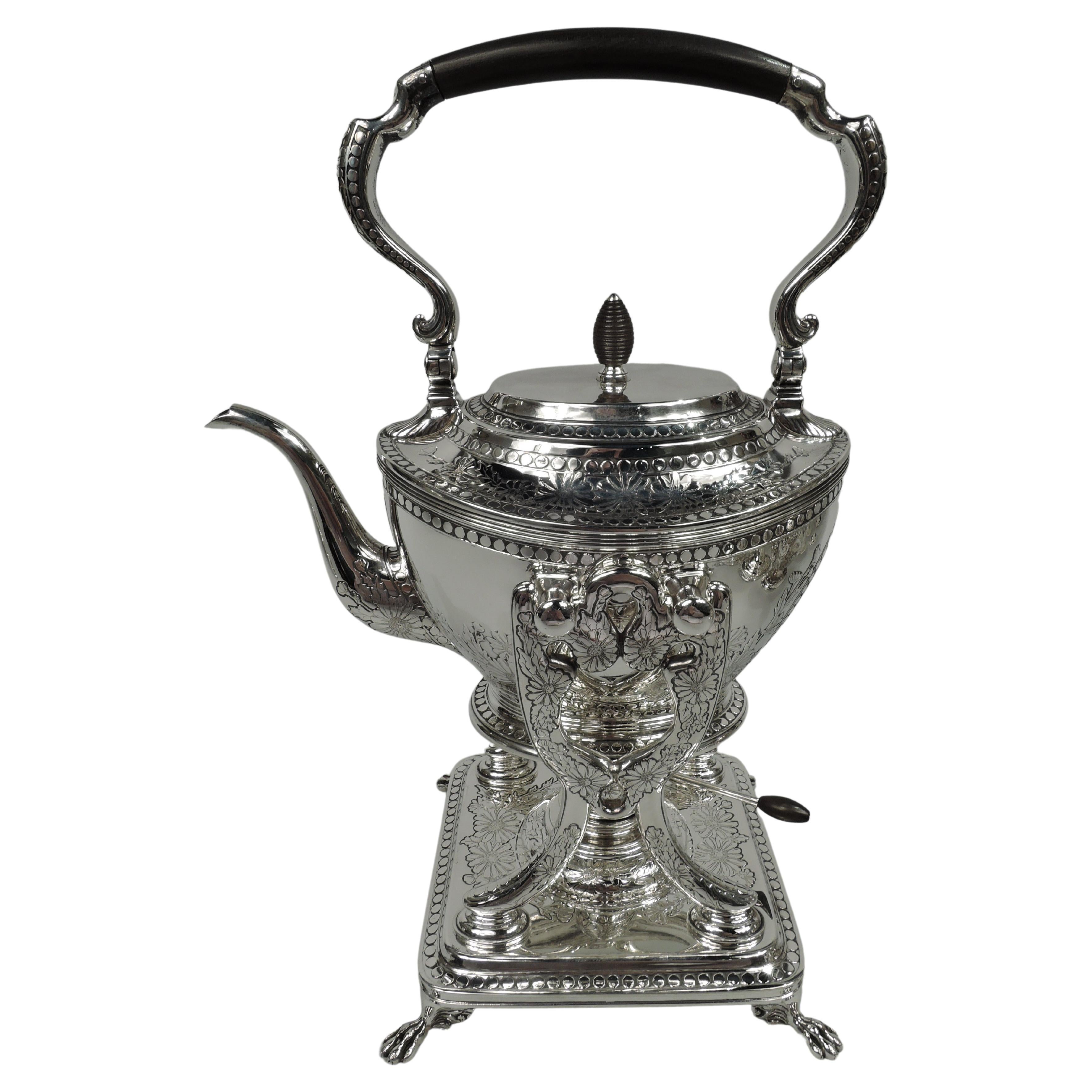 Rare Antique English Aesthetic Movt. Chased Copper Square Tea Kettle on ...