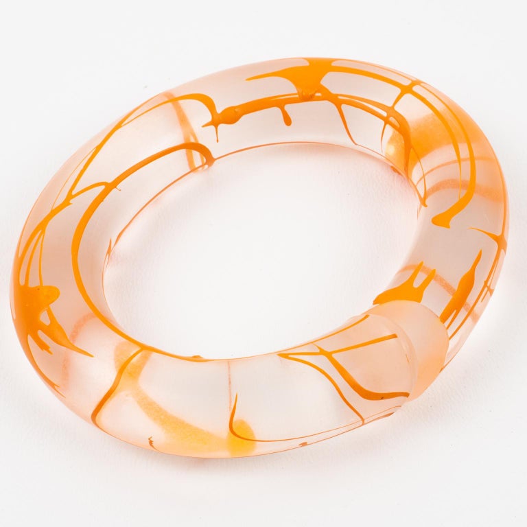 Marlene McKibbin 1980s Frosted Lucite Acrylic Rod Bracelet Bangle For ...