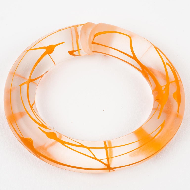 Marlene McKibbin 1980s Frosted Lucite Acrylic Rod Bracelet Bangle For ...