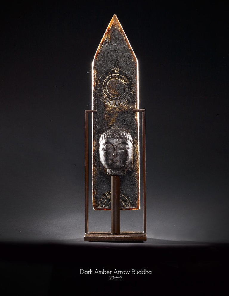 Marlene Rose - "Amber Arrow Buddha," pigmented sand-cast glass ...